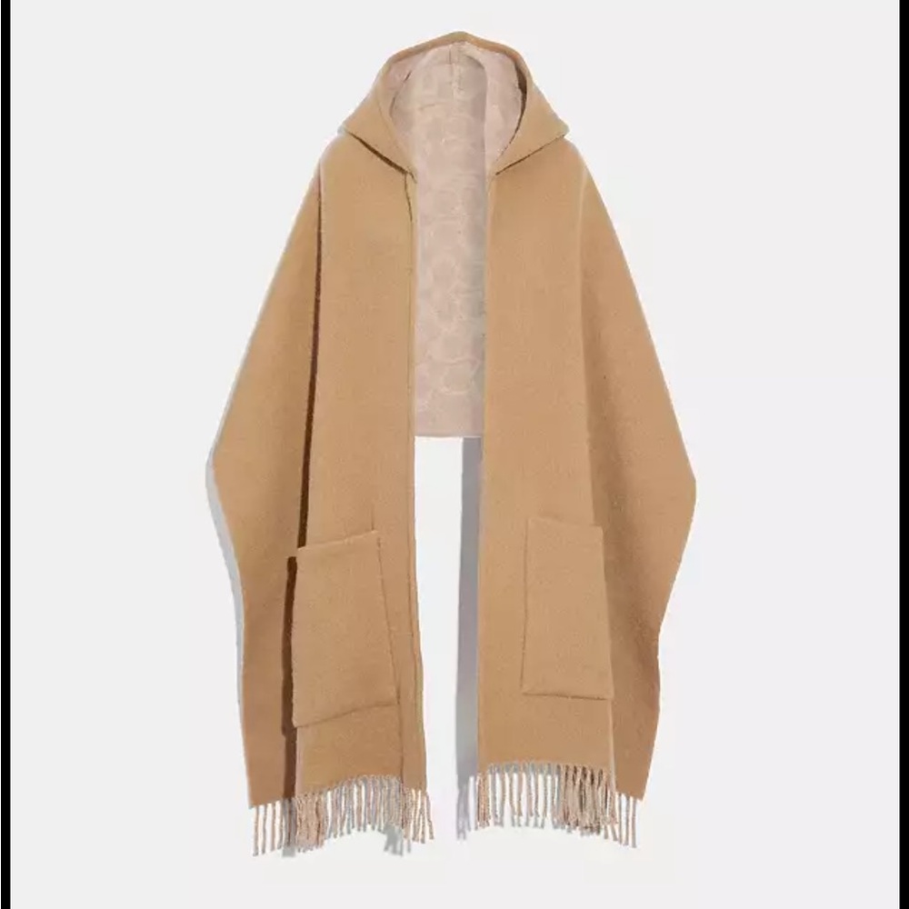 Coach Oversized Signature Muffler With Hood - Gem